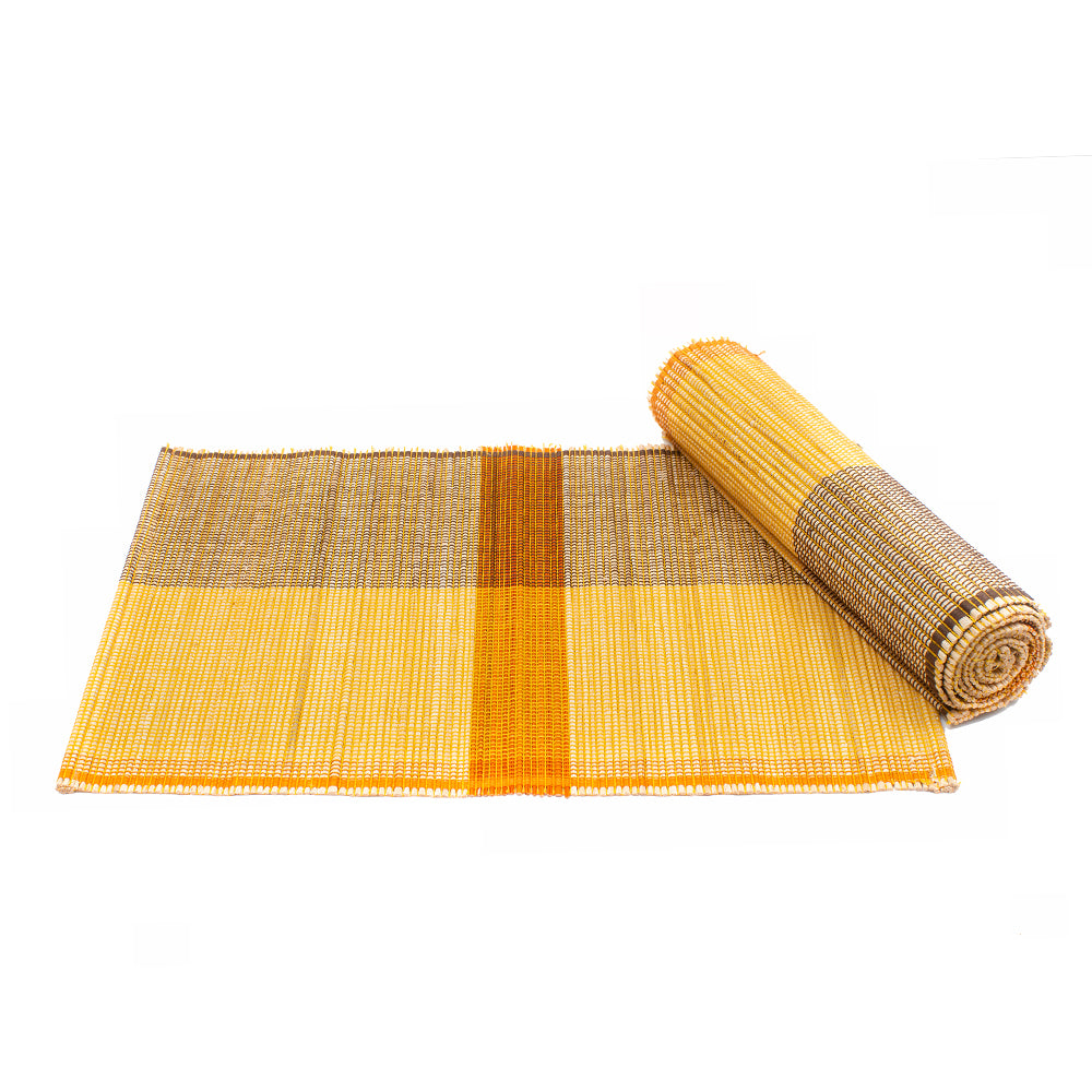 Cross Banana Fibre Mats Set of 4 - Mustard – Contemporary Arts & Crafts